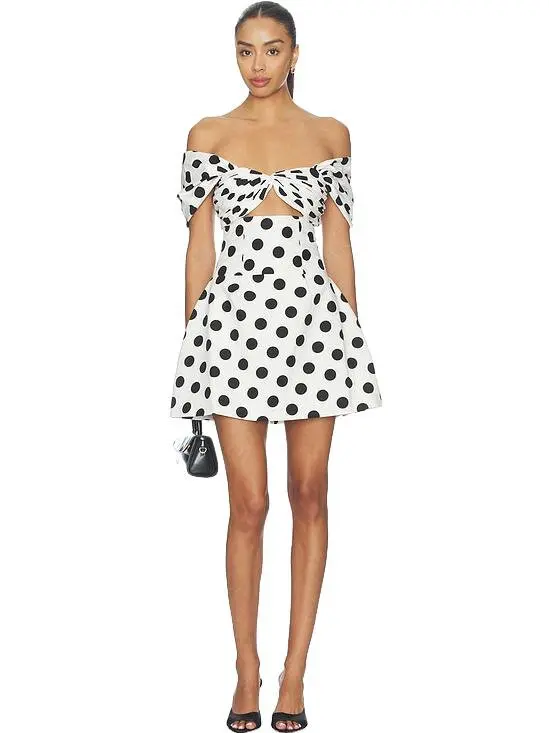 SANS FAFF Riviera Mini Dress - White & Black Polka Dot
