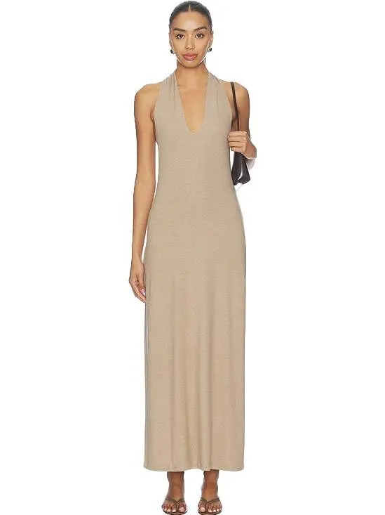LESET Lauren Halter Maxi Dress - Sable