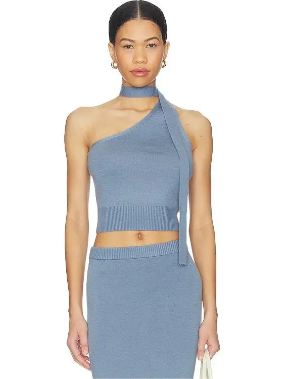 LOVERS AND FRIENDS Genie One Shoulder Tank Top - Dusty Blue