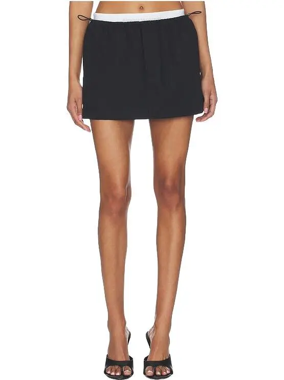 Alexander Wang Mid Rise Mini Logo Elastic Skirt - Black