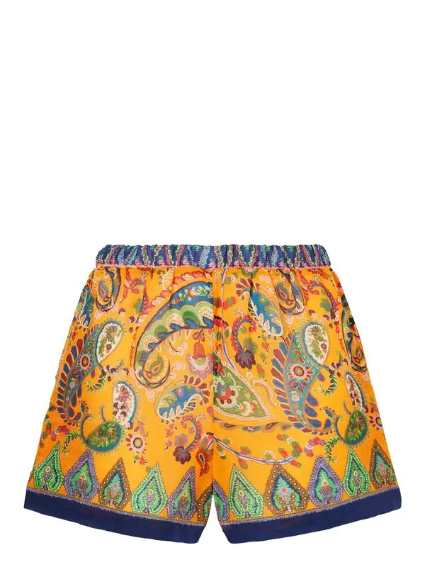 Etro Paisley-print Ramie Shorts - Orange
