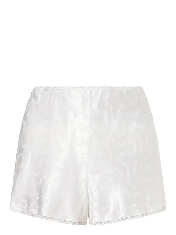 DÔEN Floral Satin-jacquard Shorts - White