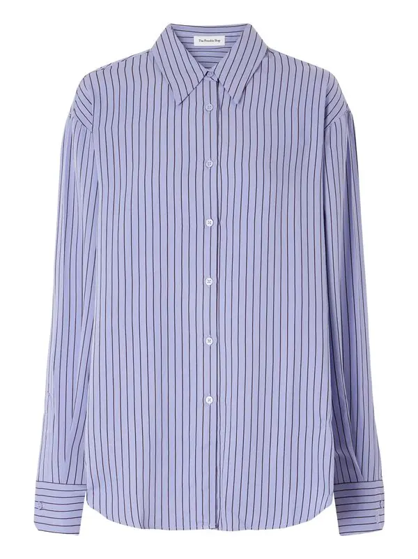 THE FRANKIE SHOP Striped Satin Peri Shirt - Blue