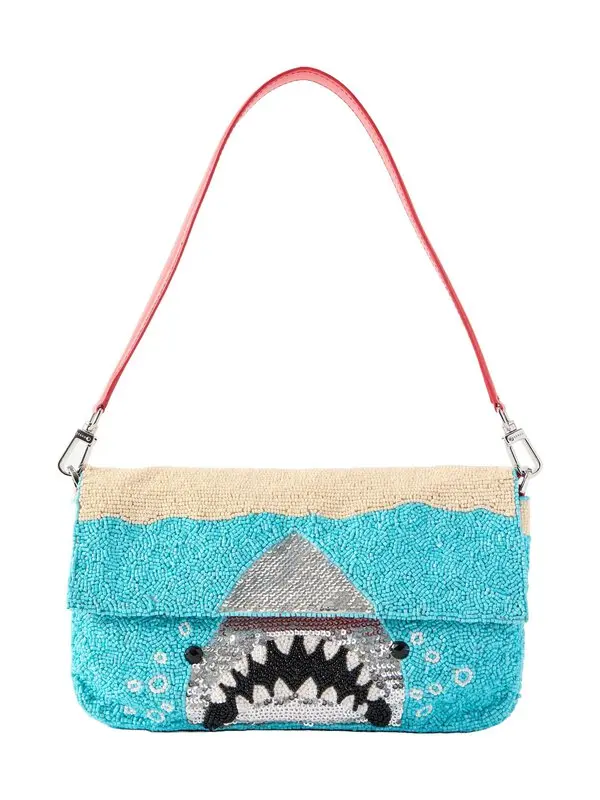 Staud Timmy Beaded Shoulder Bag - Bright Blue