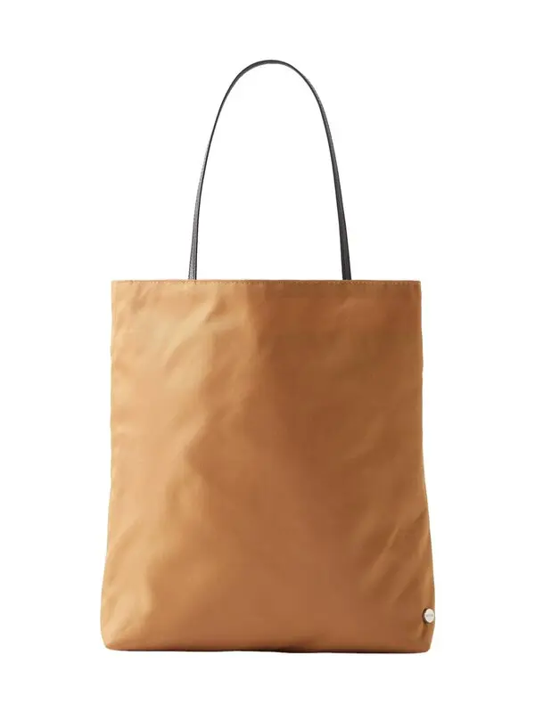 VALESQUE Thea Leather-trimmed Satin-shell Tote Bag - Neutrals