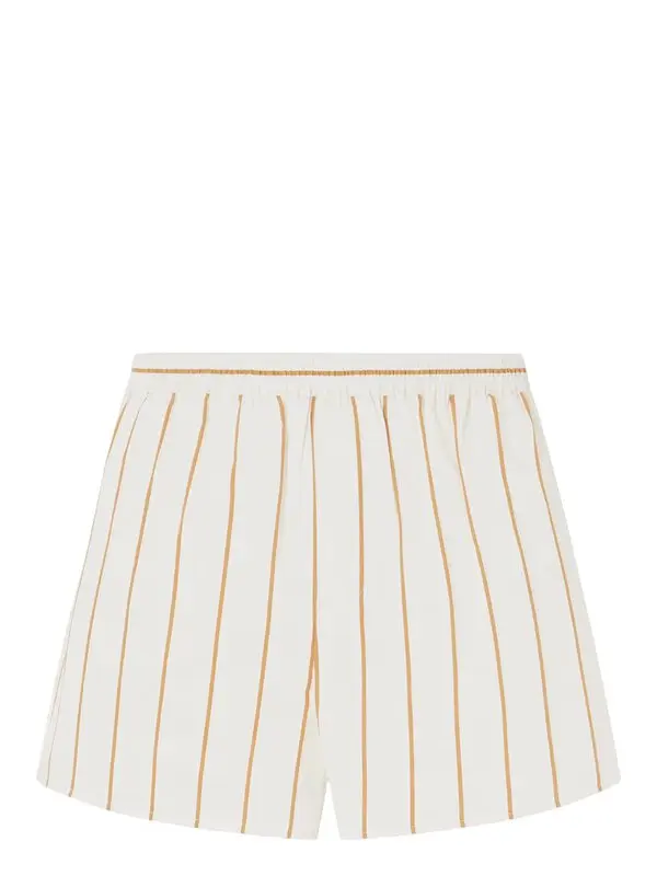 Staud Rove Striped Cotton-blend Shorts - Neutrals