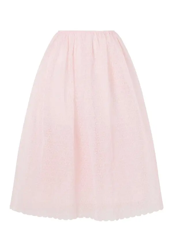 Cecilie Bahnsen Embroidered Cotton-blend Midi Skirt - Baby Pink