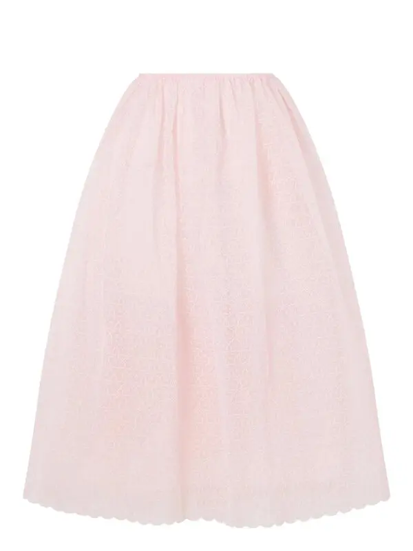 Cecilie Bahnsen Embroidered Cotton-blend Midi Skirt - Pink