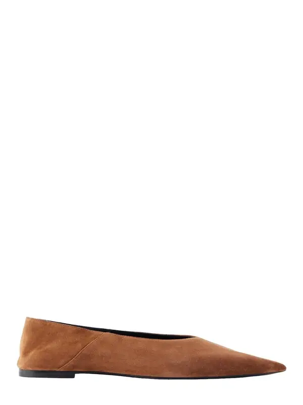 Saint Laurent Woven Leather Ballerina Flats - Brown