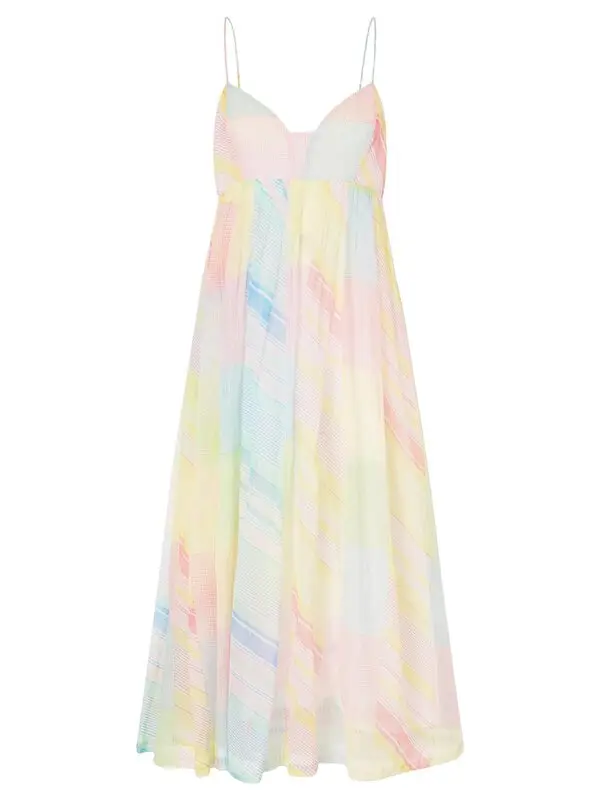 EKA Printed Handwoven Cotton-kota Midi Dress - Multi