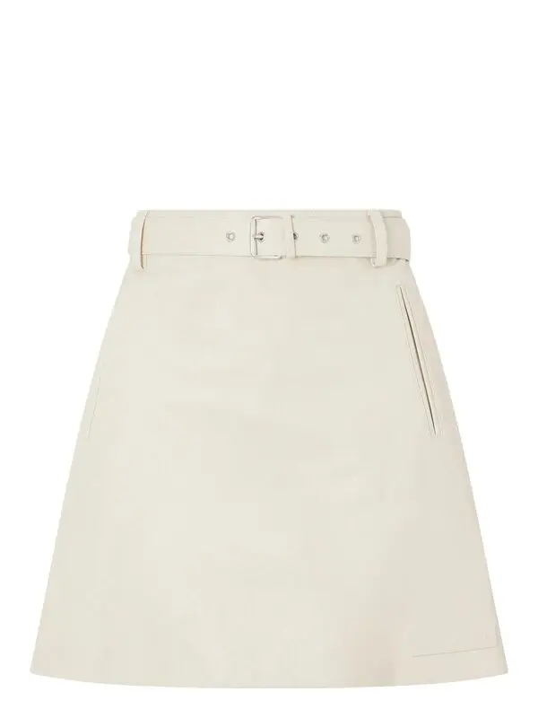 Marni Belted Striped Leather Mini Skirt - Neutrals