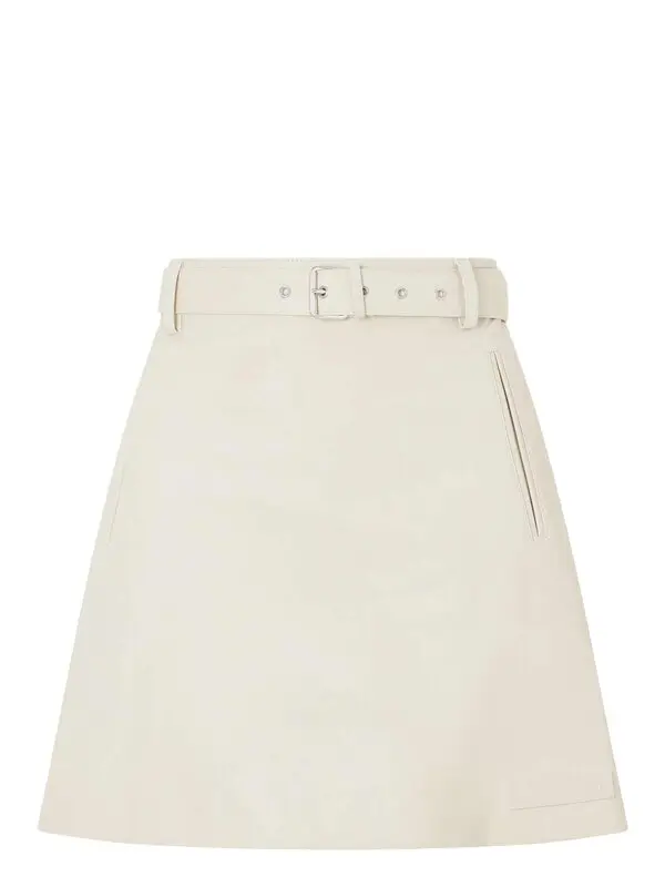 Marni Belted Striped Leather Mini Skirt - Off-white