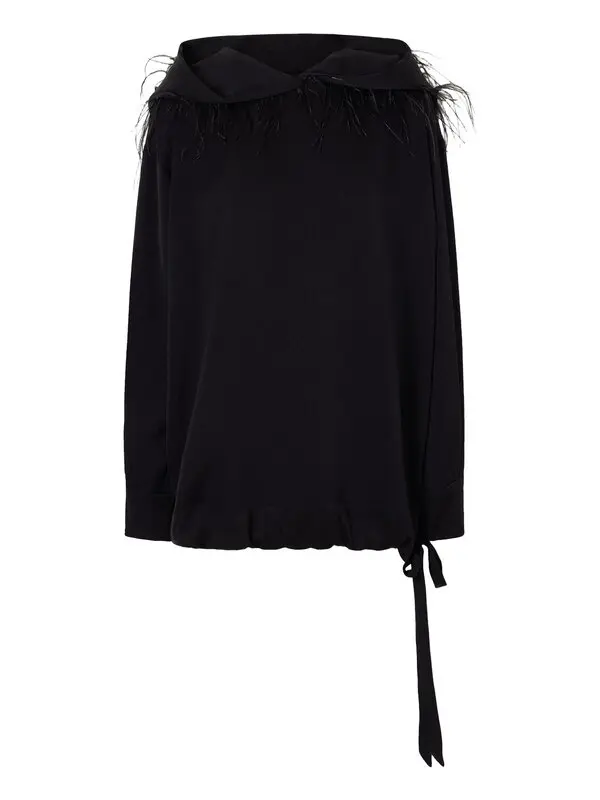 Sharon Wauchob Aly Feather-trimmed Hoodie - Black