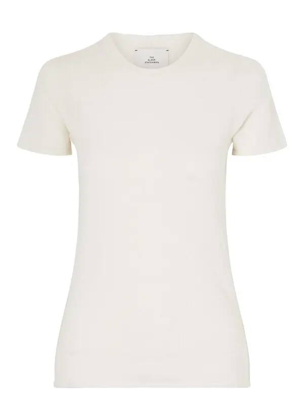 THE ELDER STATESMAN Cashmere And Silk-blend T-shirt - Ivory