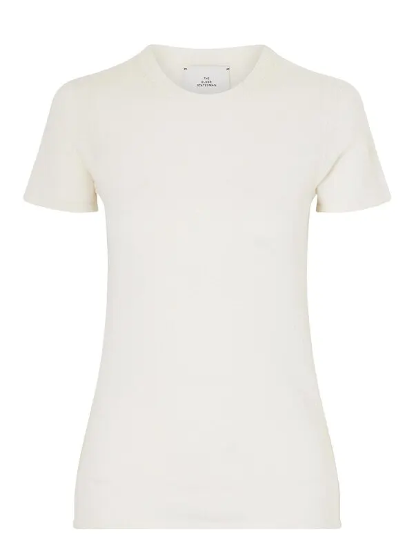 THE ELDER STATESMAN Cashmere And Silk-blend T-shirt - Neutrals
