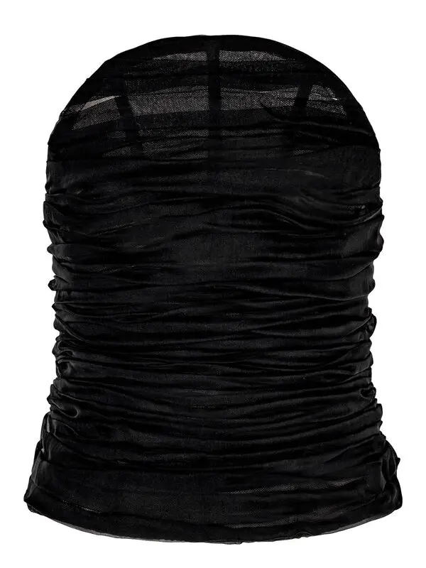 Balenciaga Ruched Silk-chiffon Bustier Top - Black