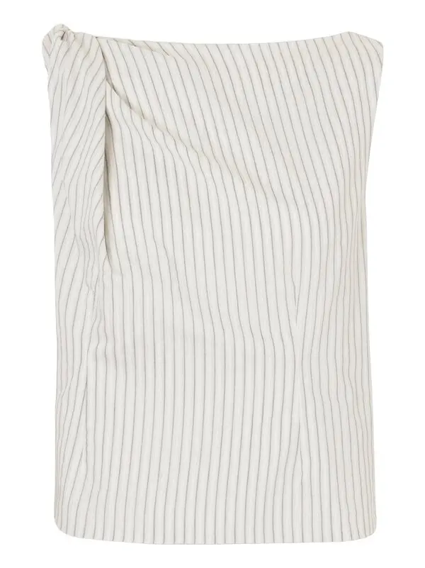 RÓHE Draped Striped Silk And Cotton-blend Blouse - Neutrals
