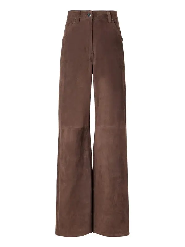 Brunello Cucinelli Mid-rise Straight-leg Suede Pants - Brown