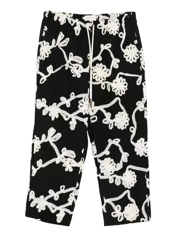HONOR THE GIFT Embroidered Drawstring Trousers - Black