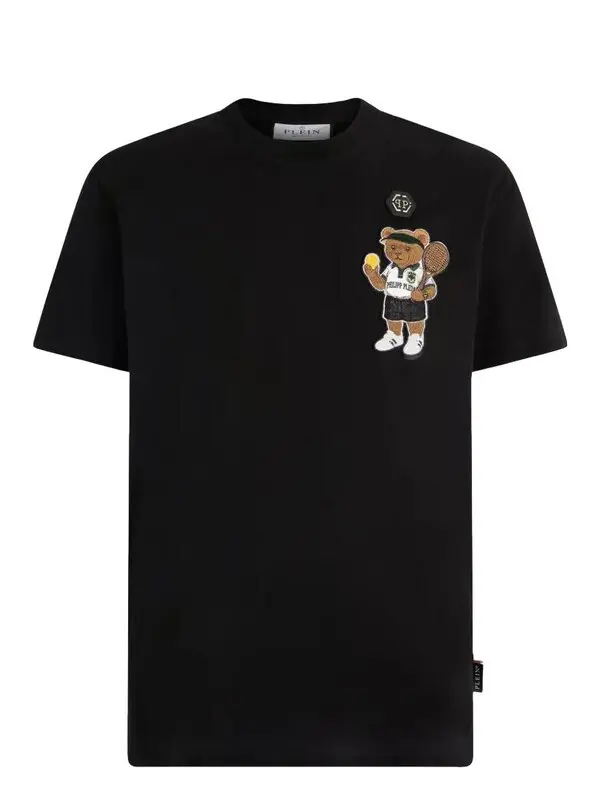 Philipp Plein Round Neck Teddy Patch T-shirt - Black