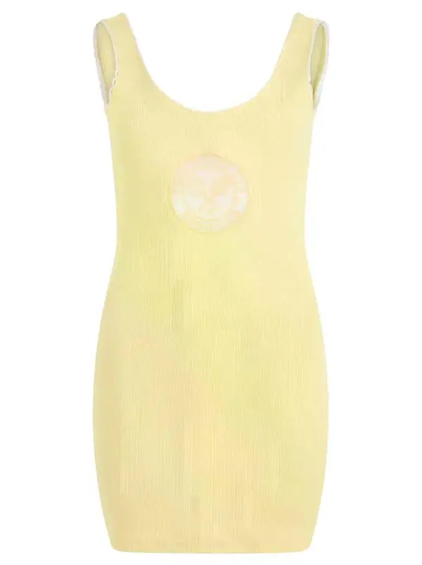 Philipp Plein Scalloped Ribbed Mini Dress - Yellow