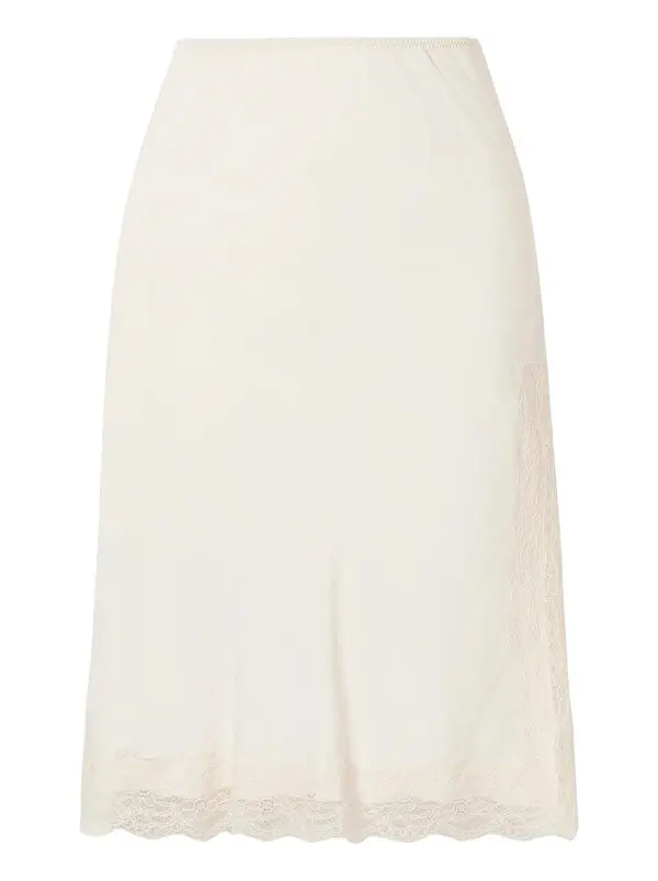 RÓHE Lace-trimmed Crepe Midi Skirt - Neutrals