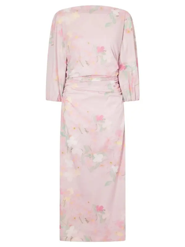 Bernadette Ezra Floral-print Midi Dress - Pink
