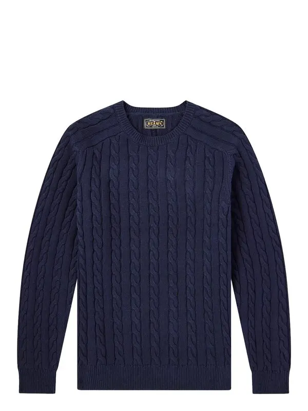 BEAMS Cable-knit Cotton Sweater - Blue