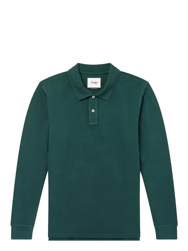 DRAKE'S Cotton-piqué Polo Shirt - Green