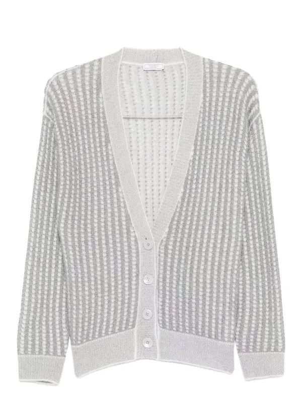 Peserico Open-knit Striped Cardigan - Grey