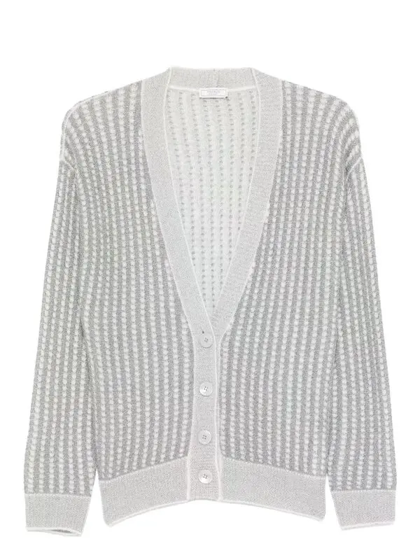 Peserico Open-knit Striped Cardigan - Grey