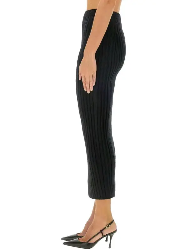 Max Mara Ribbed Knit Midi Skirt - Black