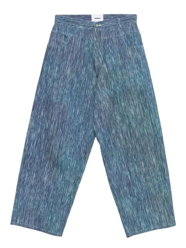BONSAI Belt-loop Wide Leg Trousers - Blue