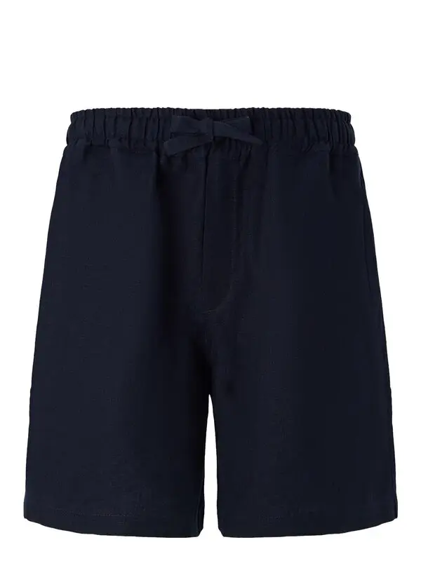 SAMAN AMEL Brisbane Straight-leg Linen Drawstring Shorts - Blue