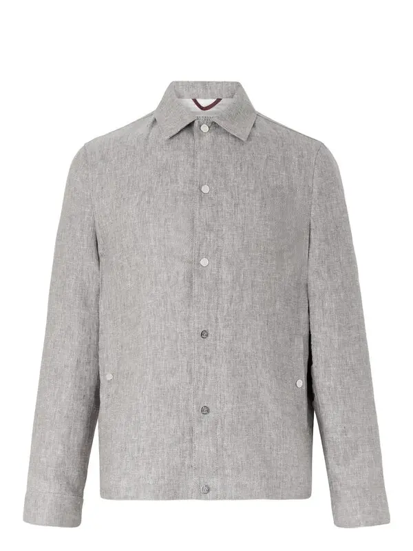 Brunello Cucinelli Hemp And Linen-blend Twill Blouson Jacket - Gray