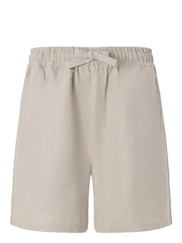 SAMAN AMEL Brisbane Straight-leg Linen Shorts - Neutrals