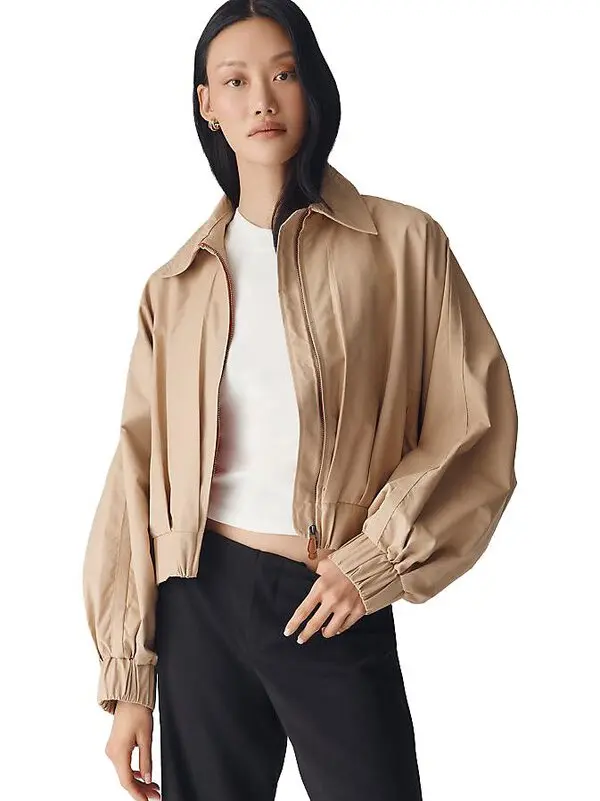 Maeve Cotton-blend Zip-up Jacket - Stone