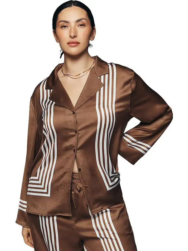 Glamorous Satin Striped Shirt - Olive