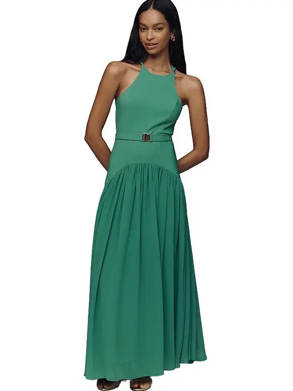 HUTCH Abbey Belted Midi Dress - Green