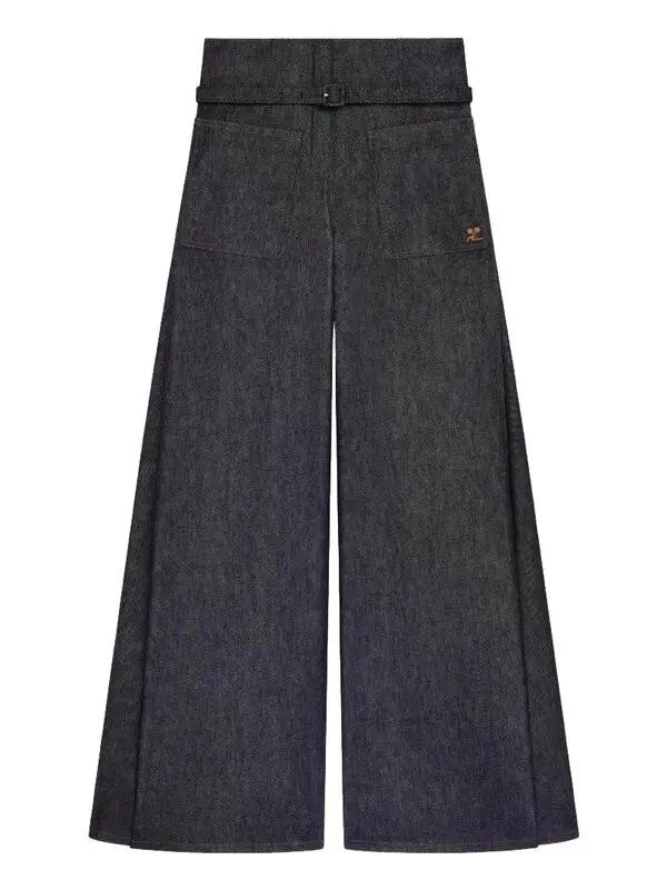 COURREGES Belted Palazzo Pants - Blue