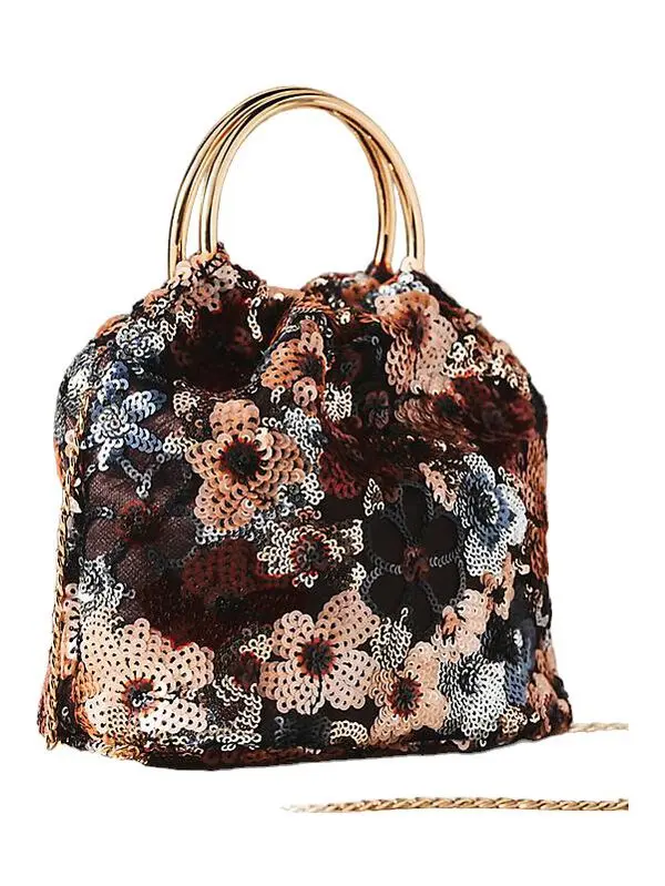 OLGA BERG Mabel Sequin Floral Bag - Bronze