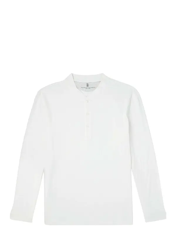 Brunello Cucinelli Linen And Cotton-blend Henley T-shirt - Ivory