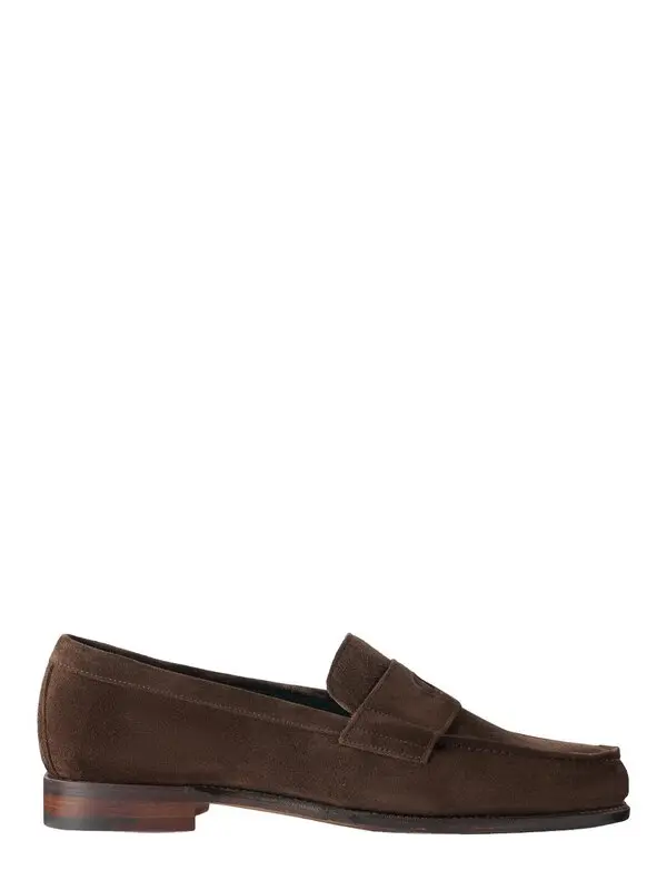DRAKE'S Charles Suede Penny Loafers - Brown