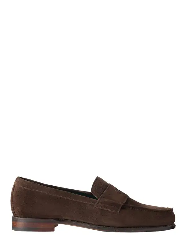 DRAKE'S Charles Suede Penny Loafers - Dark Brown