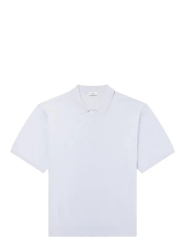 ATON Knitted Polo Shirt - Blue