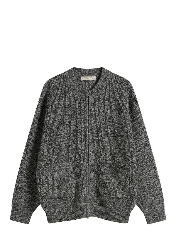 FRIZMWORKS Tweed Wool Deck Zip Cardigan - Charcoal