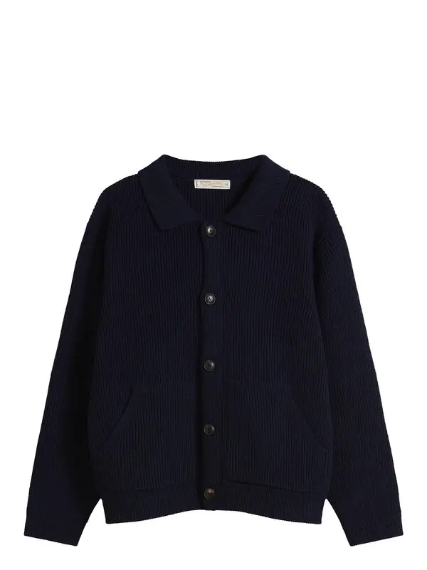 FRIZMWORKS Ultra Heavyweight Collar Cardigan - Navy