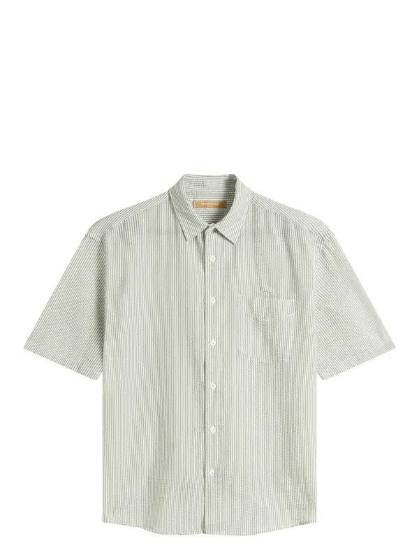 FRIZMWORKS Og Stripe Seersucker Short Sleeve Shirt - Green