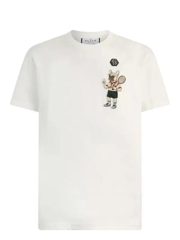 Philipp Plein New York Tennis Embroidered-patch Round-neck T-shirt - Neutrals