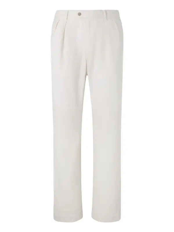 Hartford Straight-leg Pleated Cotton Woven Trousers - Neutrals